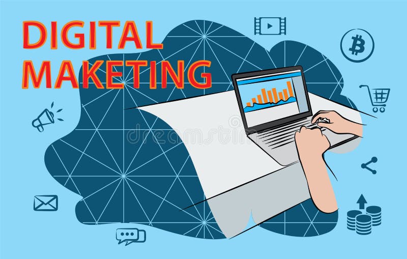 Digital Marketing Era Cartoon Vector Illustration Design Stock Vector ...