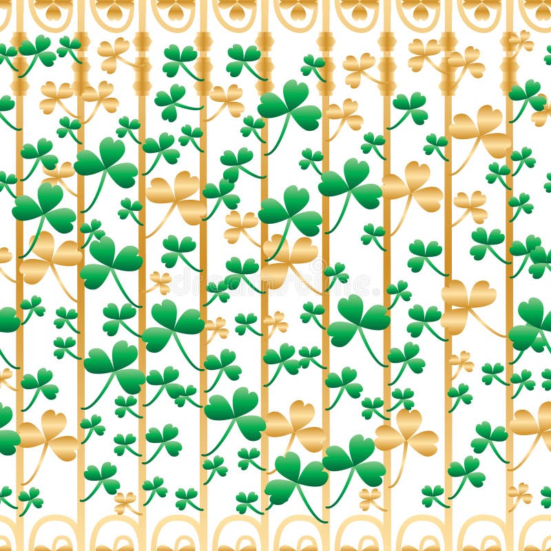 St Patrick Stick Leaf Seamless Pattern Stock Vector - Illustration of ...