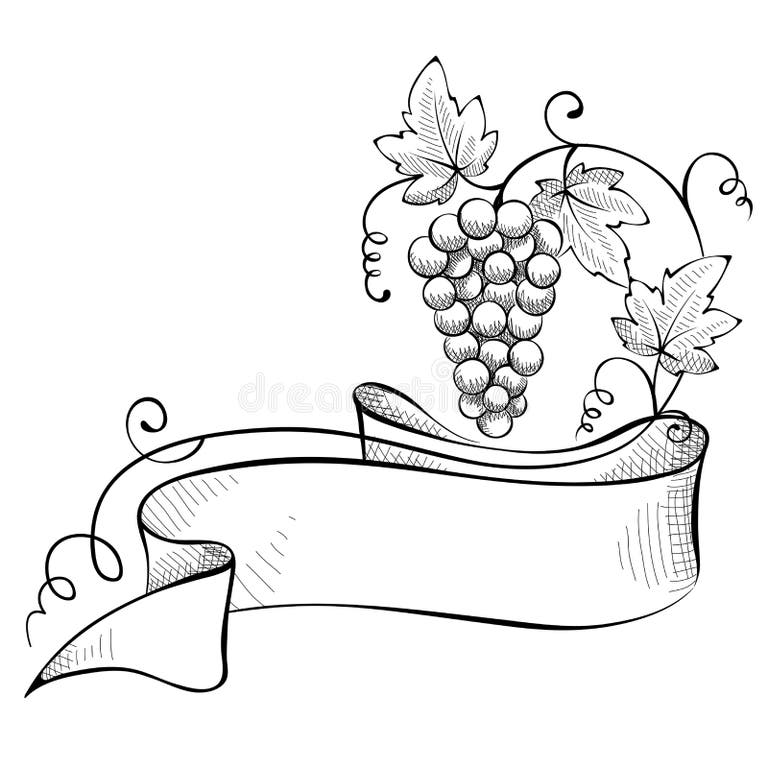 Illustration, Design Element -- Grape with Ribbon Stock Vector ...
