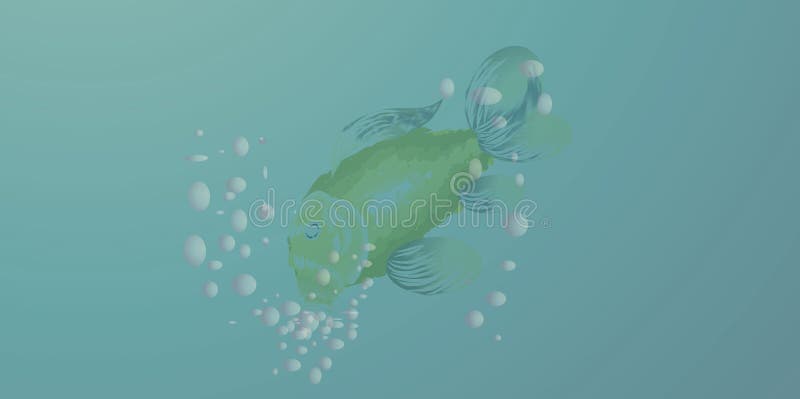 Illustration Design of Fish in Water Emitting Air Bubbles Stock ...