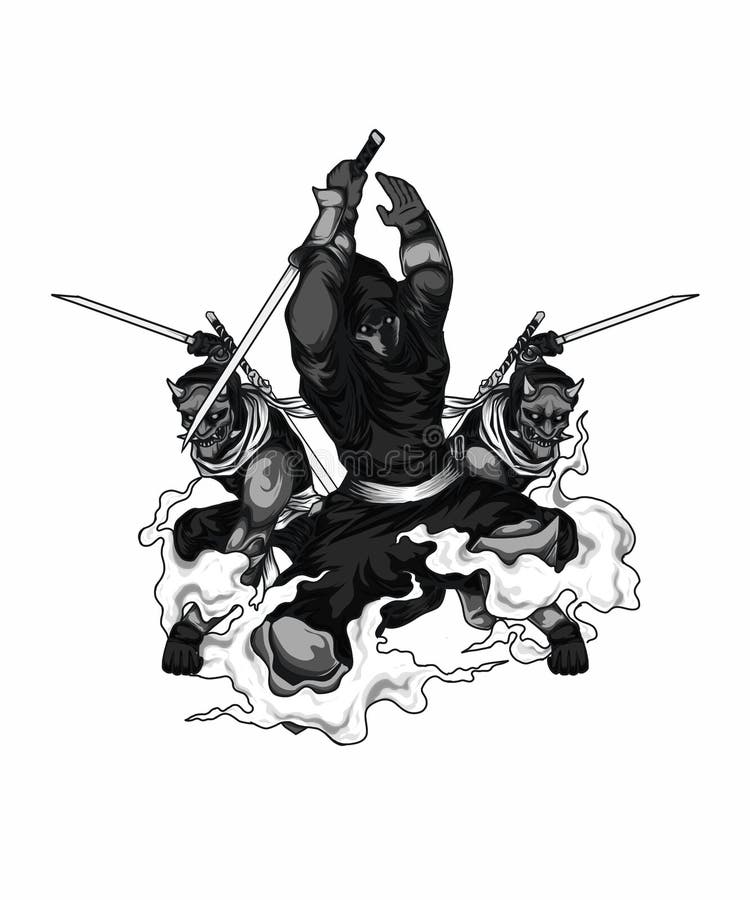 Illustration Design about a Masked Ninja Acting in the Shadows Stock ...