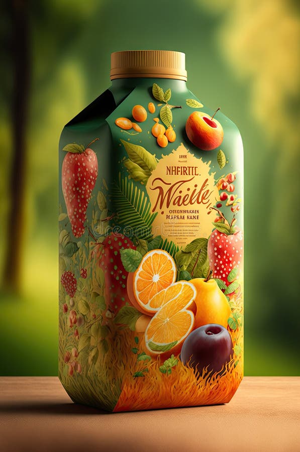 Illustration of the Design of Natural Fruit Juice Bottle Stock ...