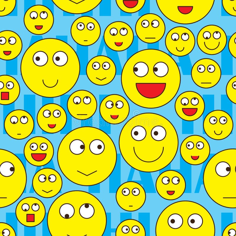 Smiley Happy Logo Seamless Pattern Stock Vector - Illustration of ...