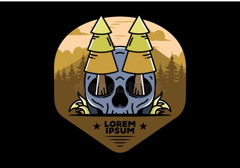 Pine Trees Stuck in Skull Illustration Design Stock Vector ...
