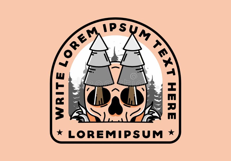 Pine Trees Stuck in Skull Illustration Design Stock Vector ...