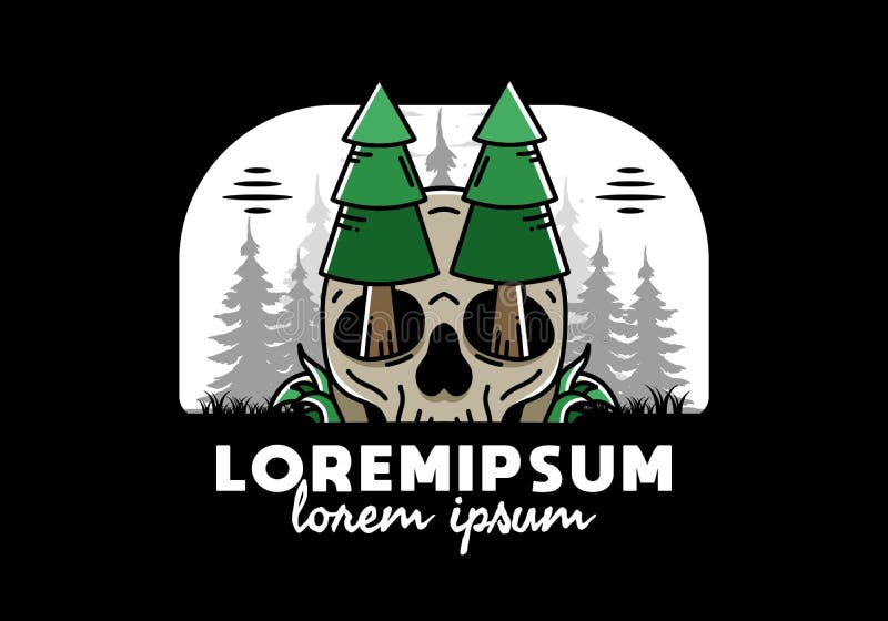 Pine Trees Stuck in Skull Illustration Design Stock Vector ...