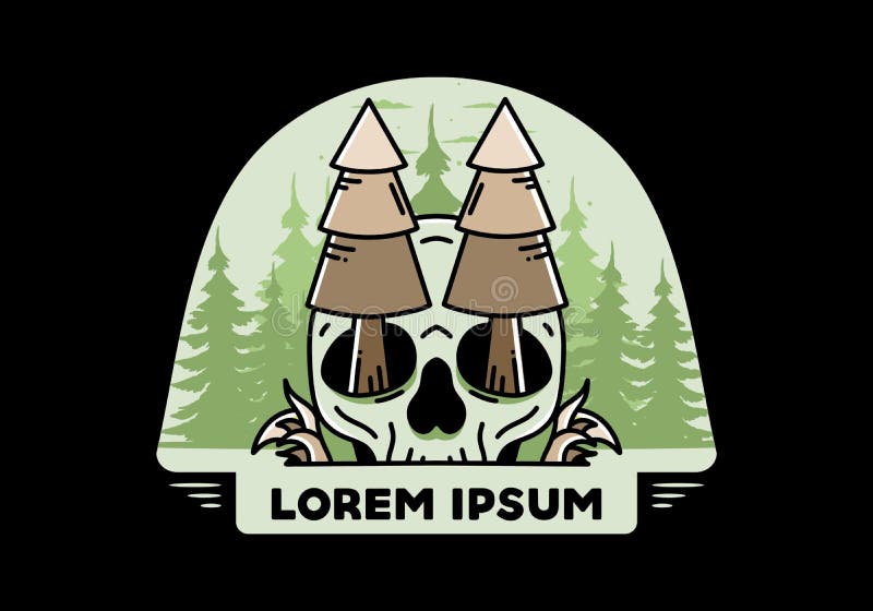 Pine Trees Stuck in Skull Illustration Design Stock Vector ...