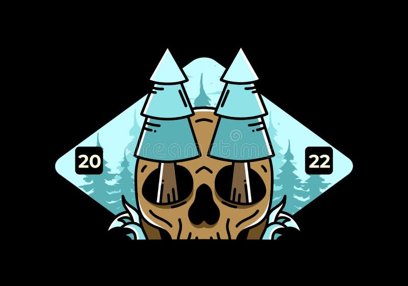 Pine Trees Stuck in Skull Illustration Design Stock Vector ...