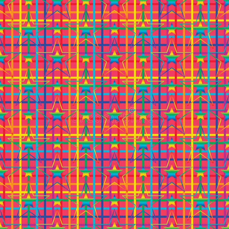 Star Rainbow Line Net Seamless Pattern Stock Vector - Illustration of ...