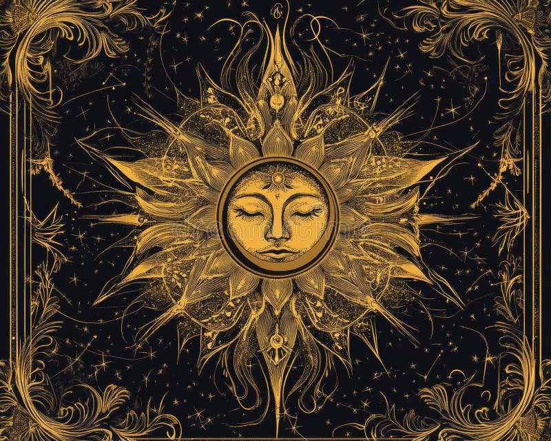 An Illustration of a Design Template that Features a Star and Sun and a ...