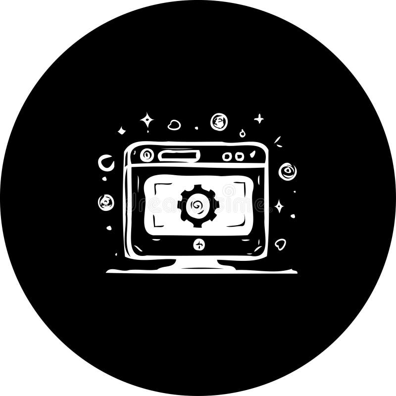 Illustration of a Desktop Computer with a Gear on the Screen ...