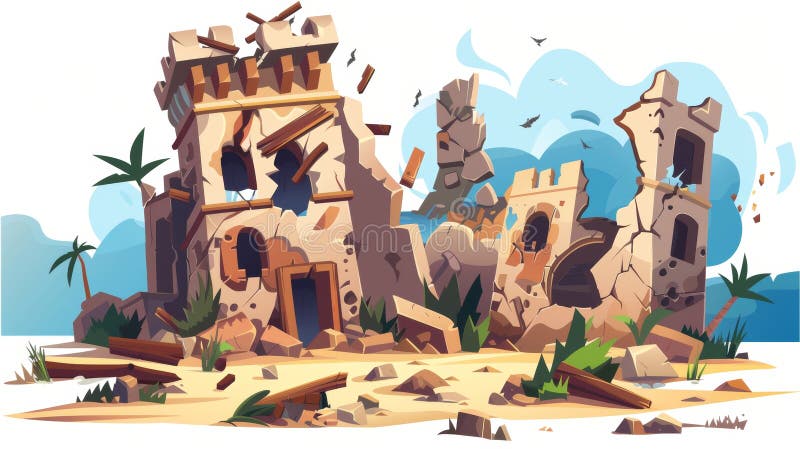 An Illustration of a Destroyed Building, a Damaged Structure, or the ...