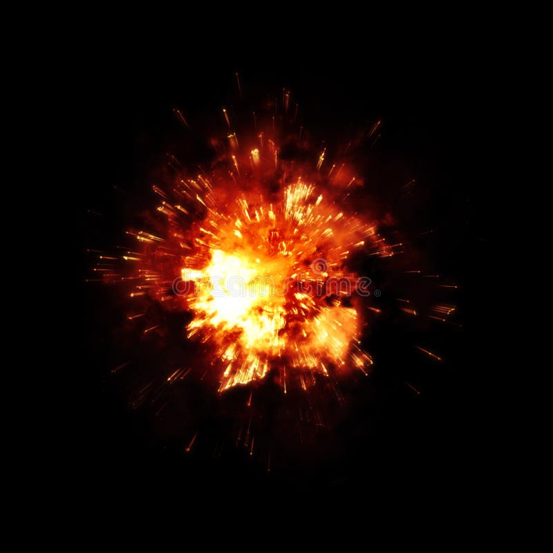 A Detailed Fire Explosion on Black Background Stock Illustration ...