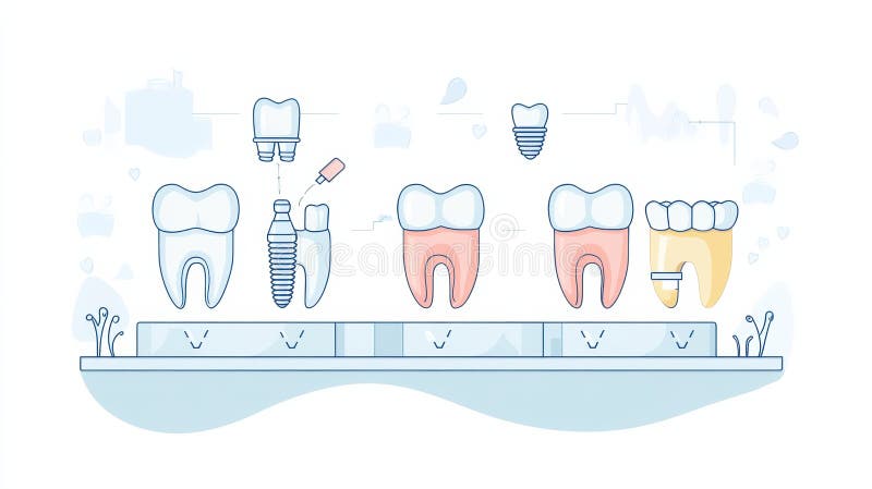 Illustration Details Dental Implants in Three Stages: Extraction ...