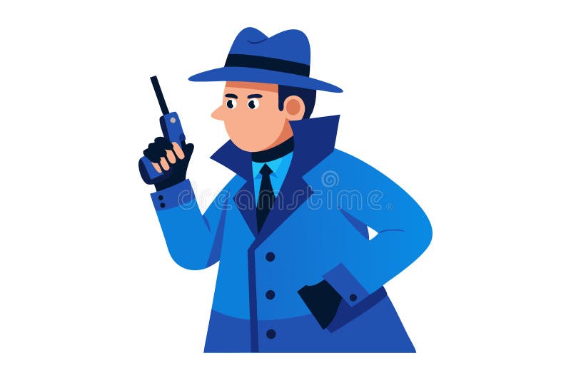 Illustration of a Detective Talking on a Walkie-talkie Stock ...