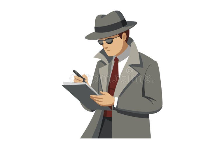 Illustration of a Detective Writing Notes Stock Vector - Illustration ...