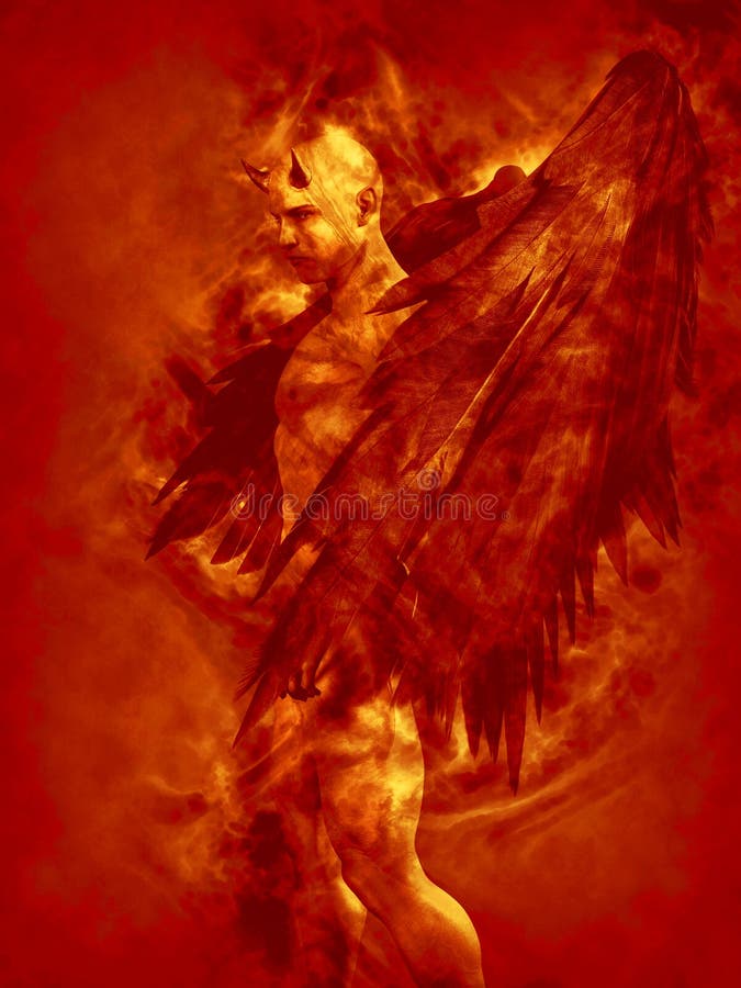 Illustration of the Devil Character in Fire Stock Illustration ...