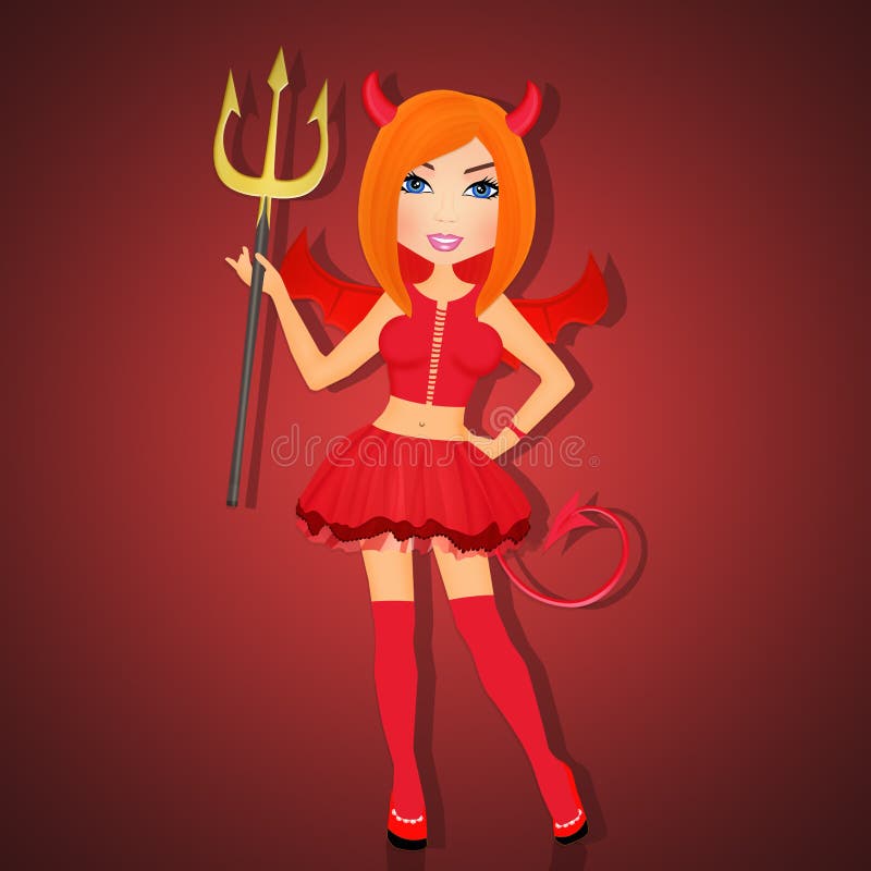 Devil girl of Halloween stock illustration. Illustration of mask ...