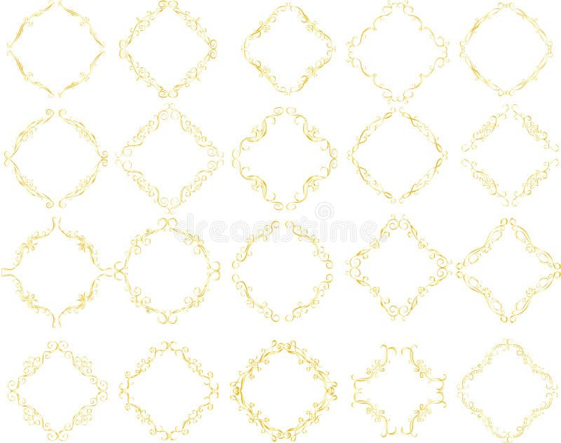 Gold Diamond Antique Pattern Frame Set Stock Vector - Illustration of ...