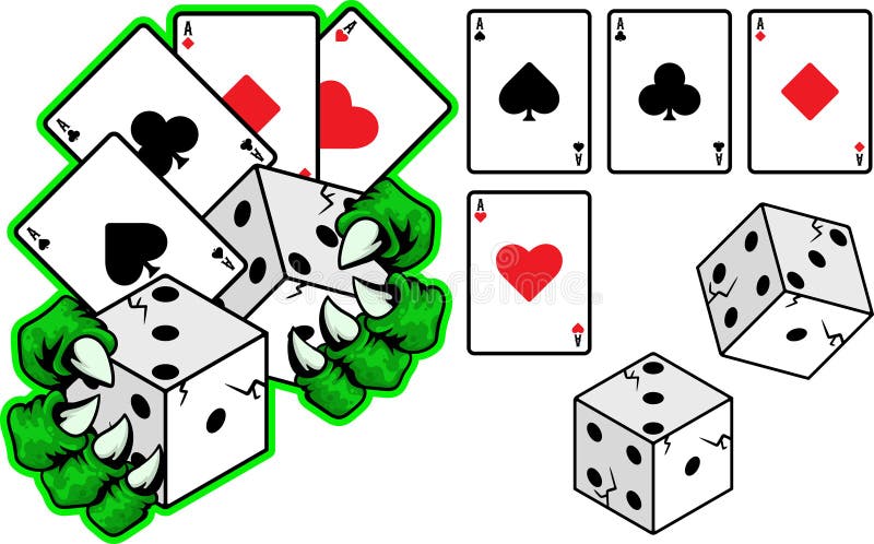 Illustration of a Dice Game Playing Card and a Cartoon Monster Claw ...