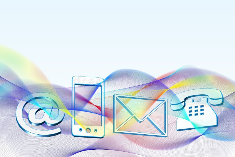Illustration of Different Colorful Waves and Communication Objects on ...