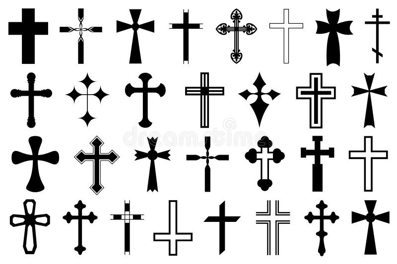 Set of different crosses stock vector. Illustration of silhouette ...