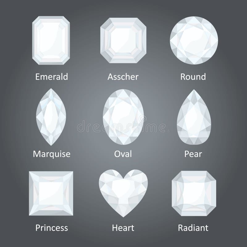 Diamond & Gem Shapes stock vector. Illustration of black - 133689530