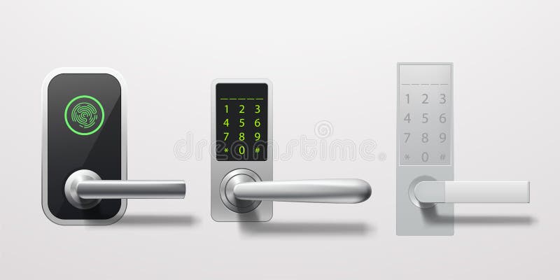 Modern Digital Design Door Locks in Set Stock Vector - Illustration of ...