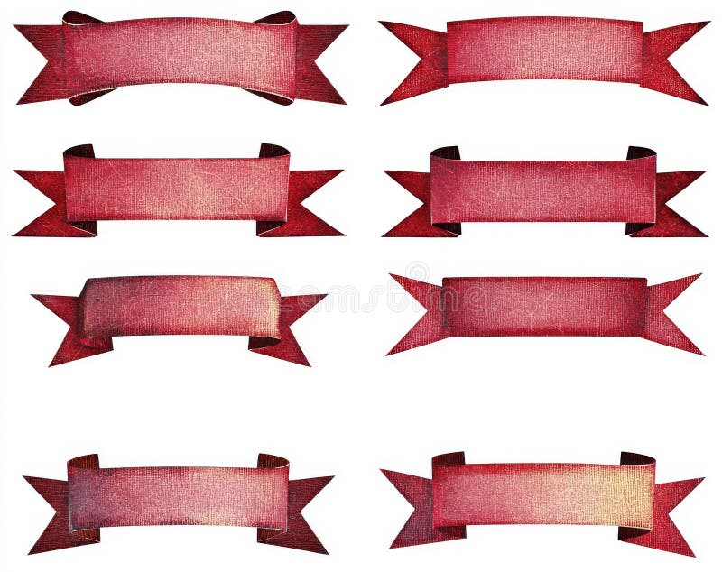 An Illustration of Different Ends of a Red Silk Ribbon Isolated on a ...