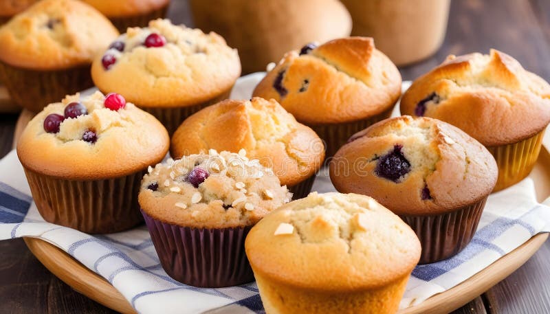 An Illustration of Different Homemade Muffins Selective Focus Stock ...
