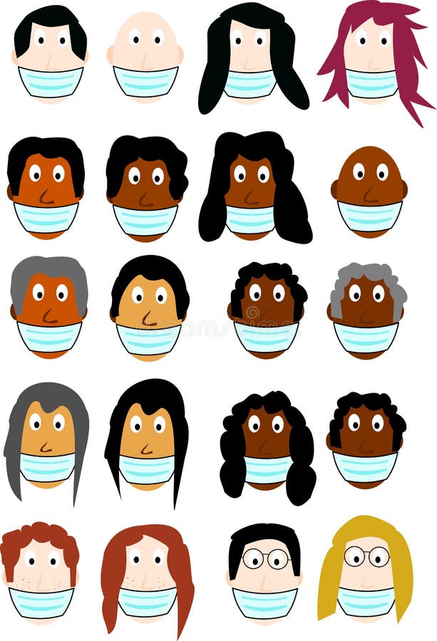 Illustration of Different People with Mask Stock Vector - Illustration ...