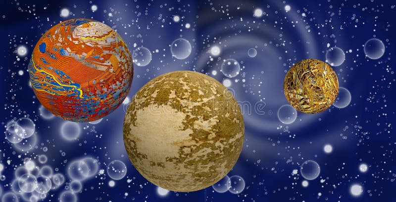 Illustration of Different Planets in Outer Space Close-up Stock ...