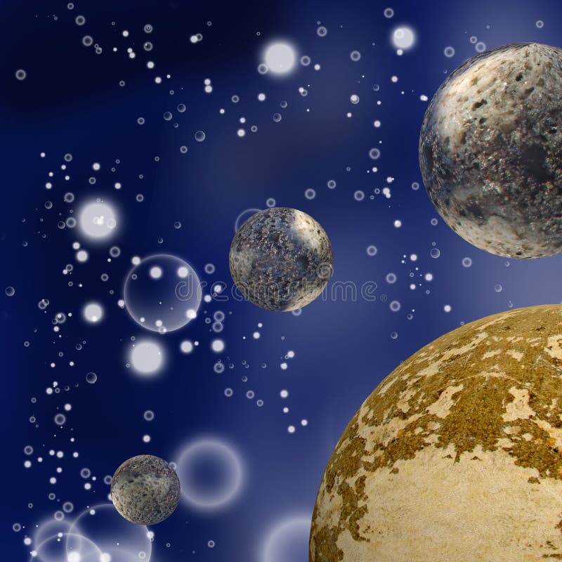 Illustration of Different Planets in Outer Space, Close Up Stock ...
