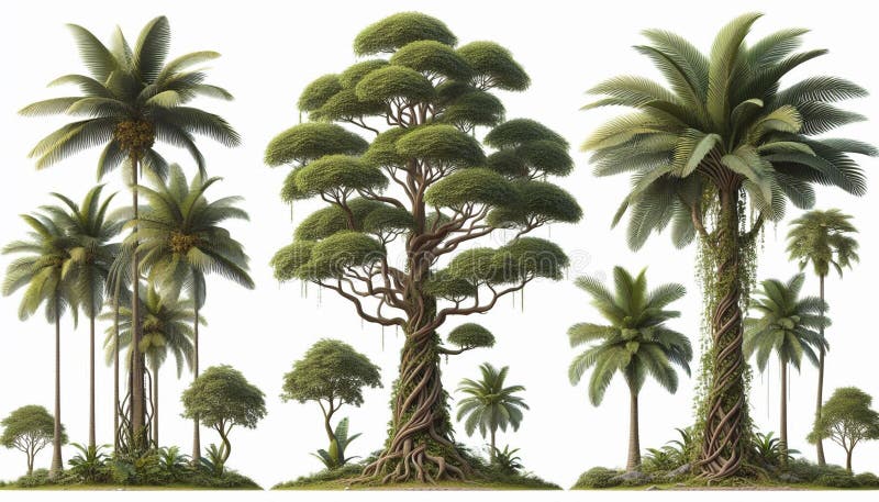 Single Tropical Tree Species Isolated on White Background, Perfect for ...