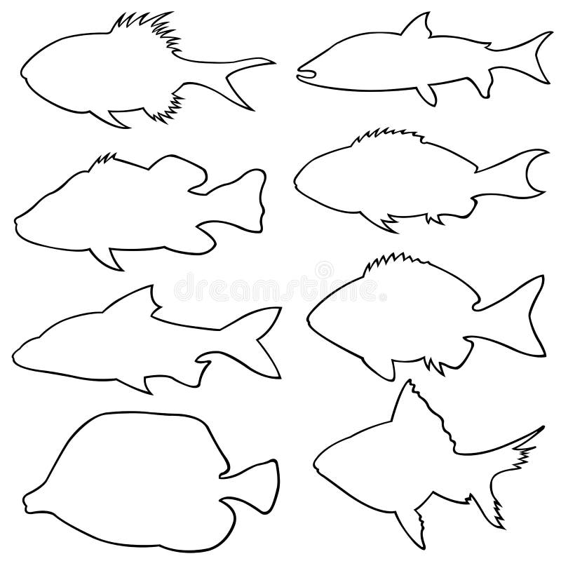 Illustration of Different Small Fish Silhouettes Stock Vector ...