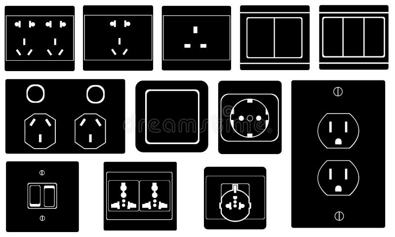Switches and Sockets Set. All Types Stock Vector - Illustration of ...