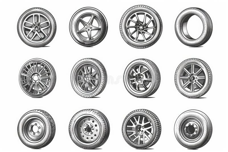 Illustration of Different Tire Designs, Perfect for Automotive Industry ...