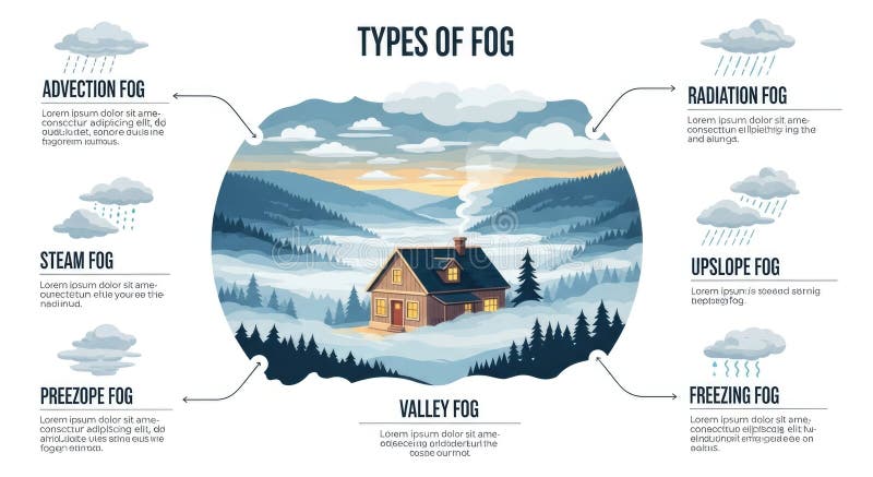 Illustration of Different Types of Fog and Their Characteristics Stock ...