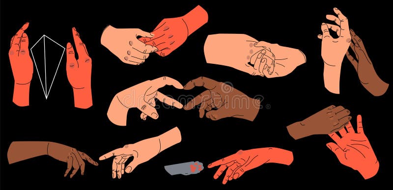 Illustration on Different Types of Interlocking Hands Stock Vector ...