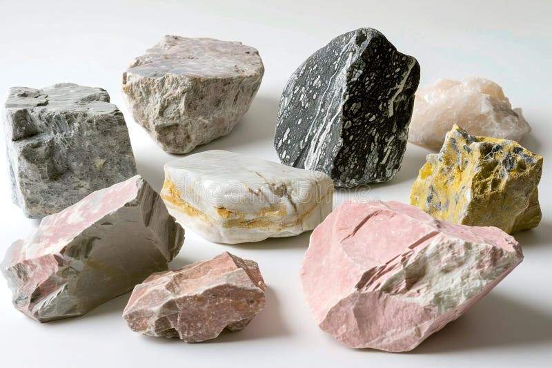 Different Types of Stones on a White Background, Different Kinds of ...