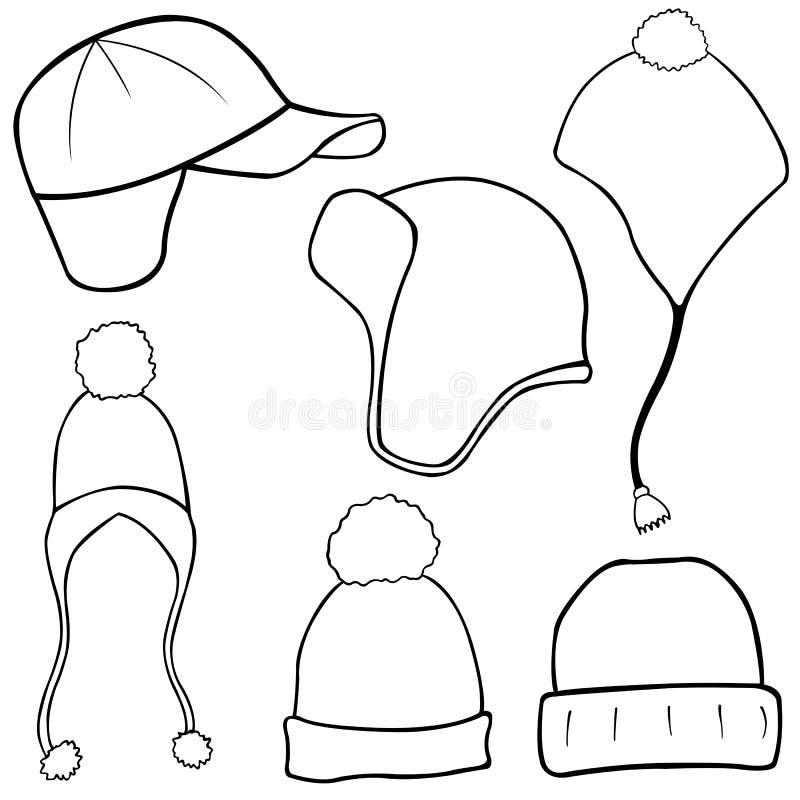 Illustration of Different Winter Hats Stock Vector - Illustration of ...