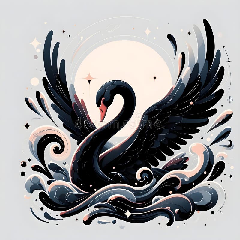 Illustration of Digital Art Abstract Black Swan Stock Illustration ...