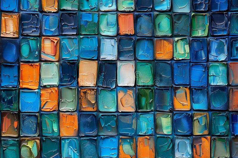 Digital Art of an Array of Small Squares in Various Shades of Blue ...