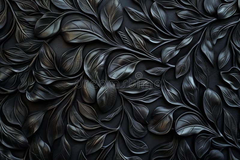 Digital Artwork of Black Leather with Ornate Black Patterns, High ...