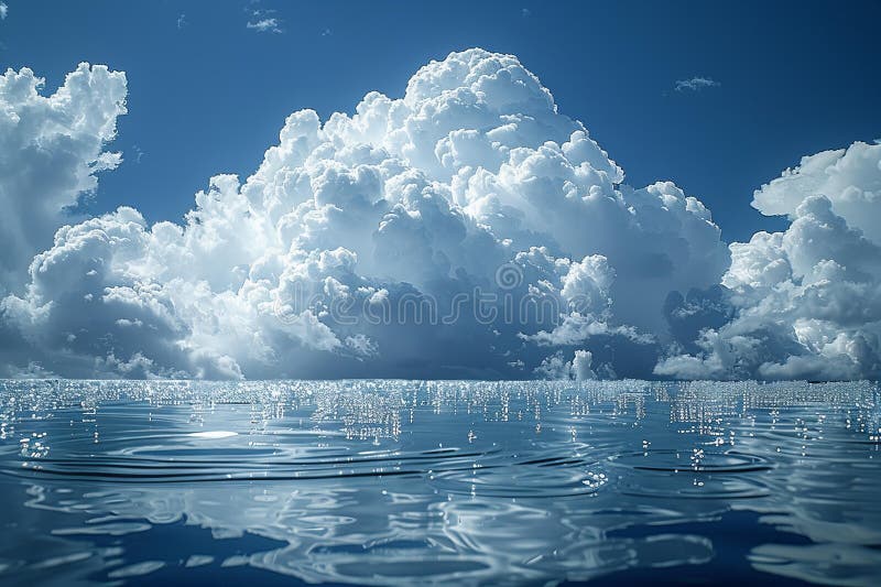 Digital Artwork of in the Blue Sky, White Clouds and Ripples in the ...