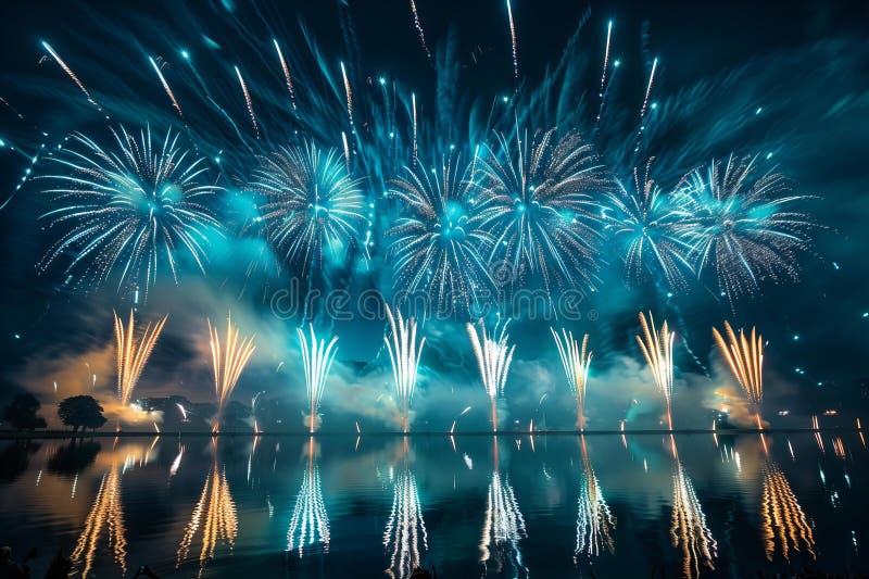 Digital Artwork of Fireworks Lit Up in the Night Sky, High Quality ...