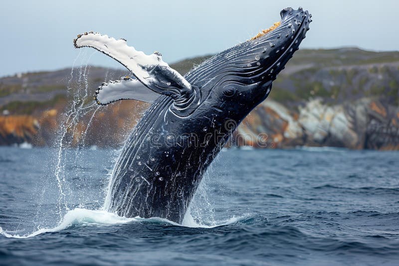 Digital Artwork of Humpback Whale with Tail Flipping, High Quality ...