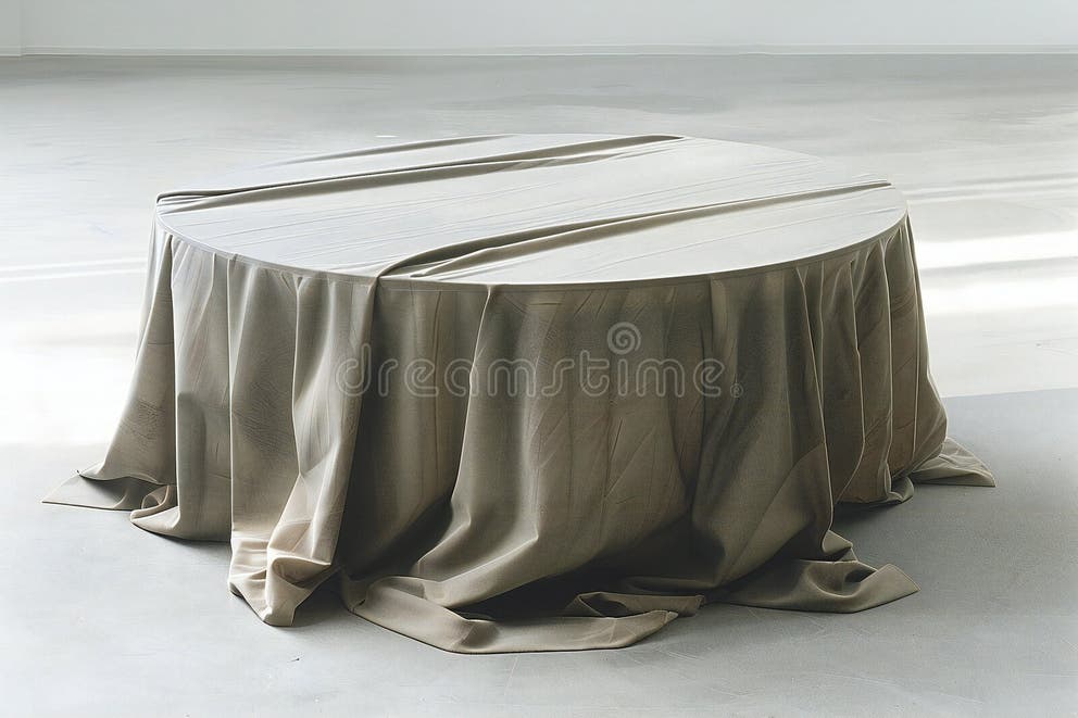 Digital Artwork of Image of an Empty Round Table Covered in Beige Stock ...