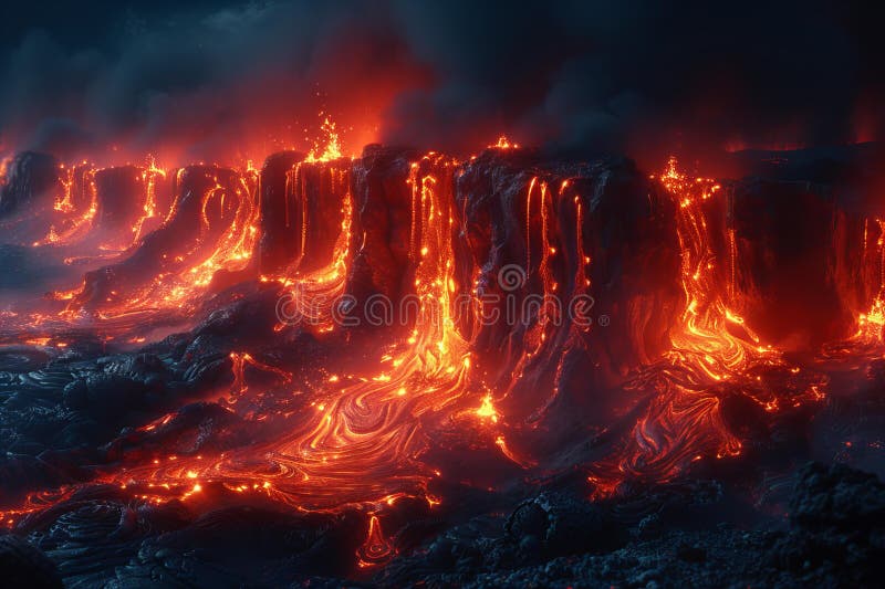 Digital Artwork of Lava Flows Over the Moon S Surface, Illuminated ...