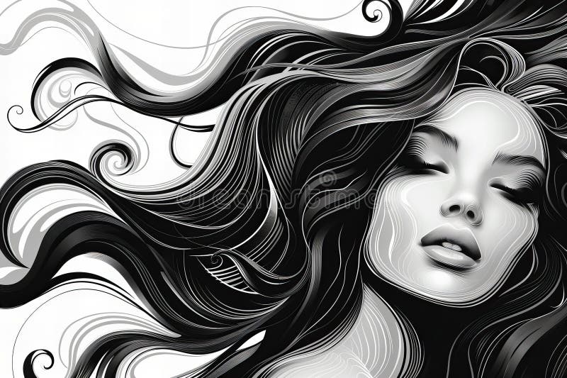 Digital Artwork of the Logo of a Lady with Long Hair, High Quality ...